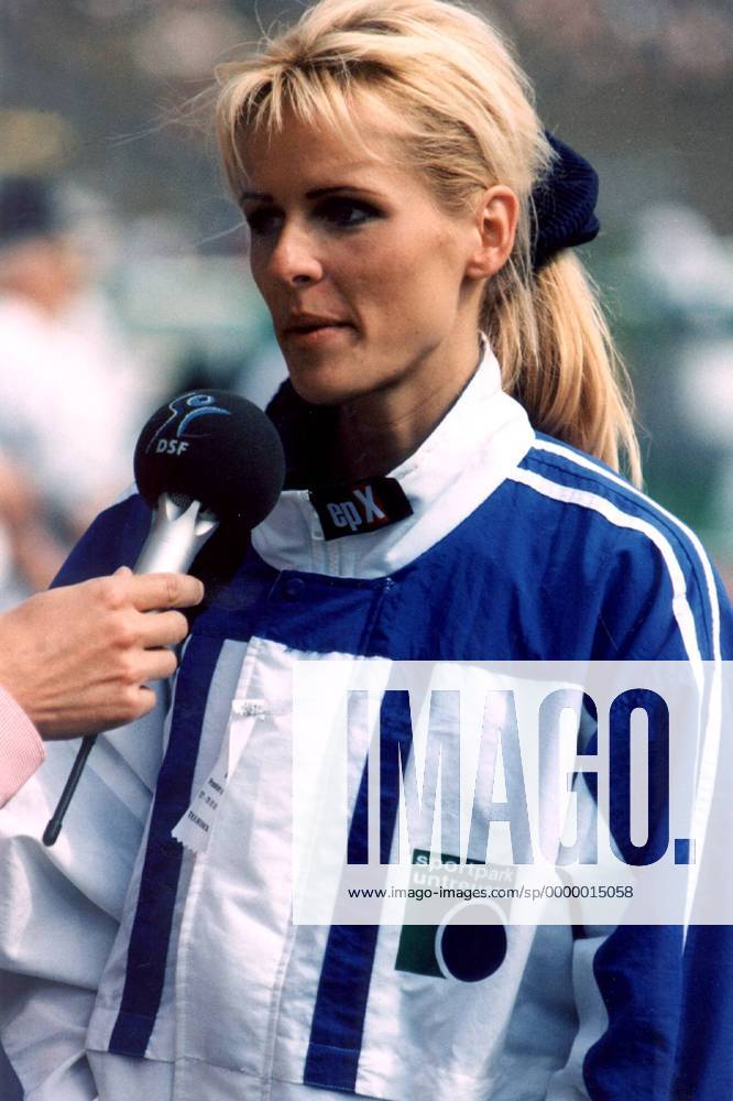 Susen Tiedtke-Greene beim Fernsehinterview im DSF Leichtathletik LM ...