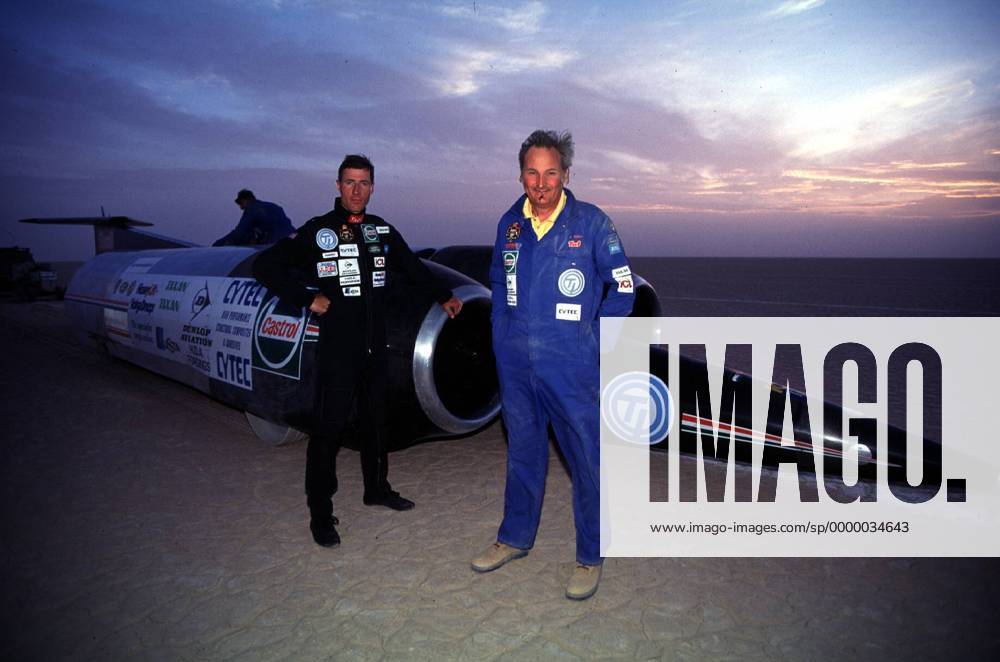 Andy Green, Fahrer und Richard Noble, Ingenieur von Rekordfahrzeug ...