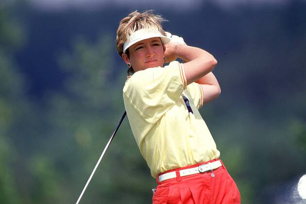Patti Rizzo schaut dem Ball hinterher Golf Damen 1995, Damengolf ...