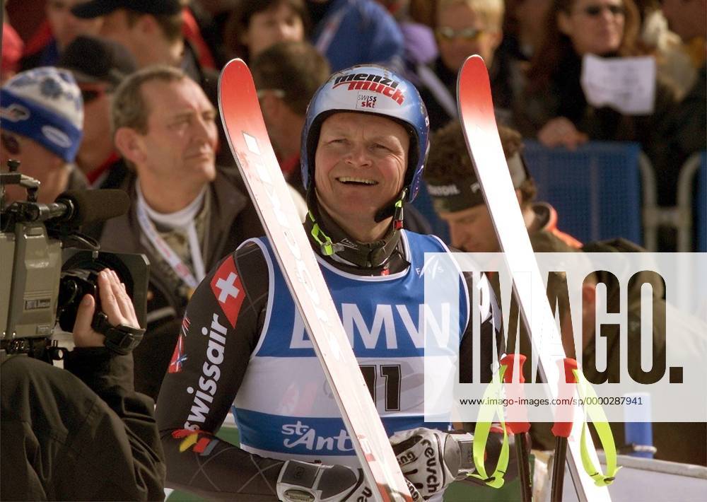 Paul Accola (Schweiz) zufrieden im Zielraum Alpiner Skilauf WM Herren ...