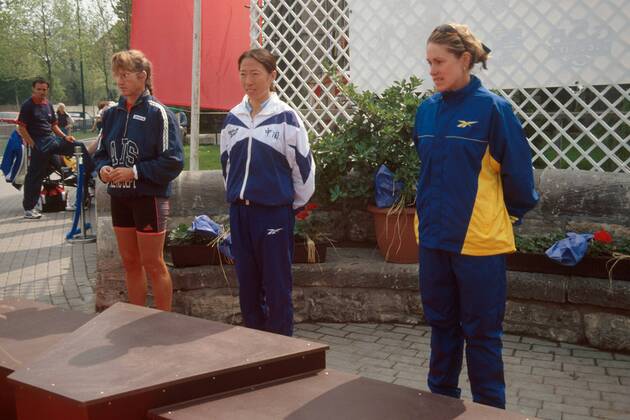 V.l. Kerry Saxby-Junna (Australien), Liu Hongyu (China) und Jane ...