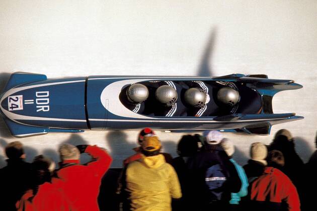 Pilot Detlef Richter, Bodo Ferl, Ludwig Jahn und Alexander Szelig ...