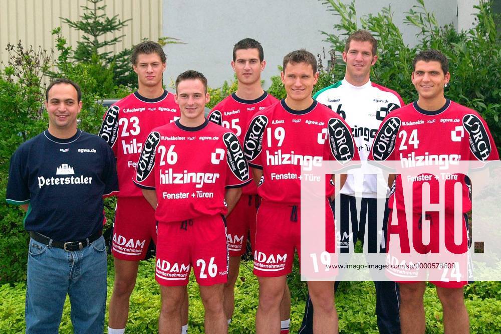 Trainer Bob Hanning und seine Neuzugänge, v.li.: Christian Heuberger ...