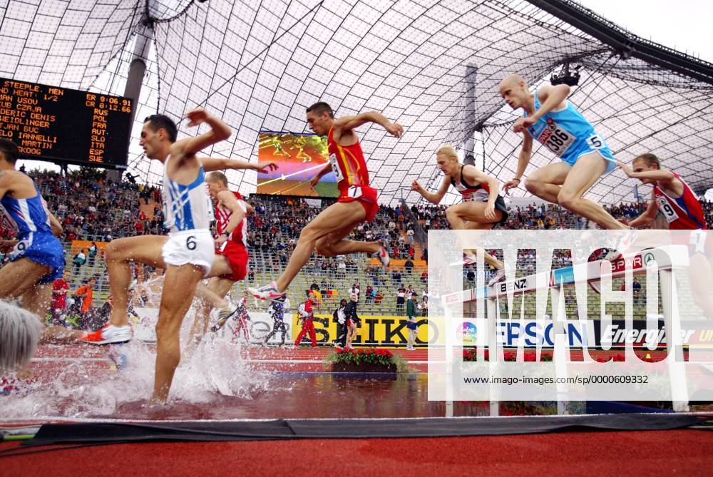 3000m Hindernis v. li..: Angelo Iannelli, Luis Miguel Martin, Damian Kallabis, Bostjan Buc