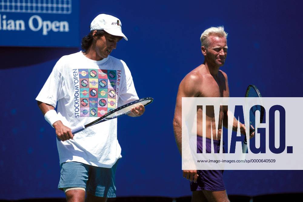 Aaron Krickstein mit seinem Trainer Gavin Hopper beim Training Tennis ...