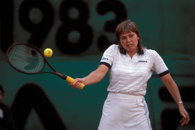 Eva Pfaff (Deutschland) - Vorhand Tennis Damen FILA Cup 1983, WTA, Sand ...