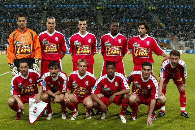 Mannschaftsfoto Monaco, hinten v.li.: Torwart Flavio Roma, Dado Prso ...