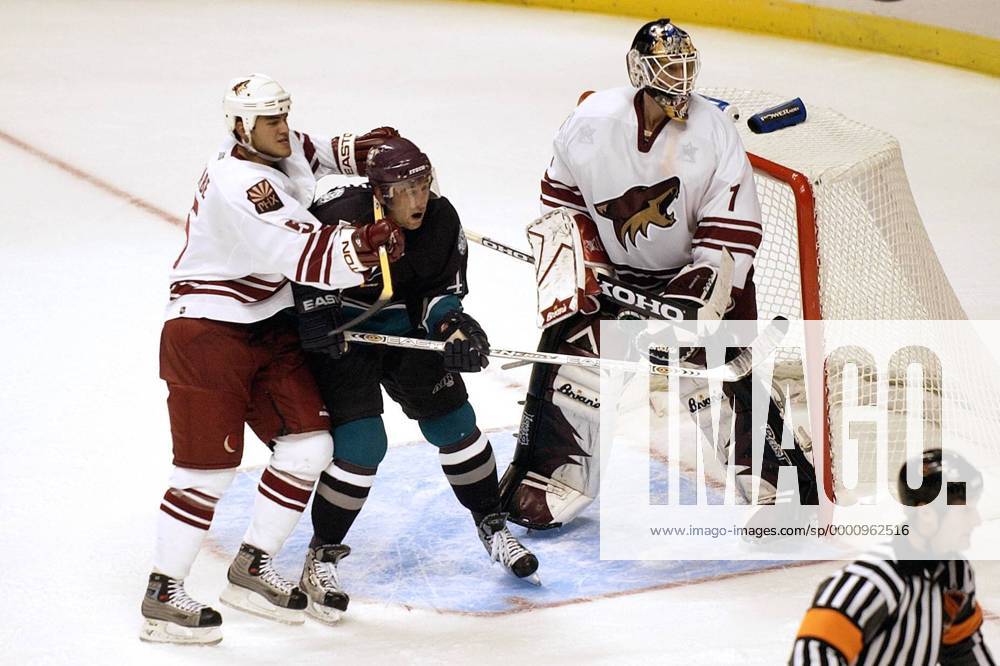 David Tanabe (li.) - brutaler Crosscheck gegen Vaclav Prospal (Anaheim ...