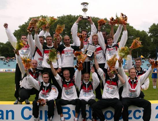 Siegerehrung Deutschland, hi.v.li.: Peter Esenwein, Nils Winter, Thomas ...