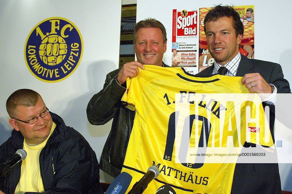 Lothar Matthäus (re.), Trainer Rainer Lisiewicz und Präsident Steffen ...