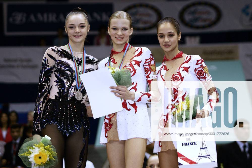 Siegerehrung Weltmeisterschaft 2005 in Baku, v.li.: Anna Bessonova ...