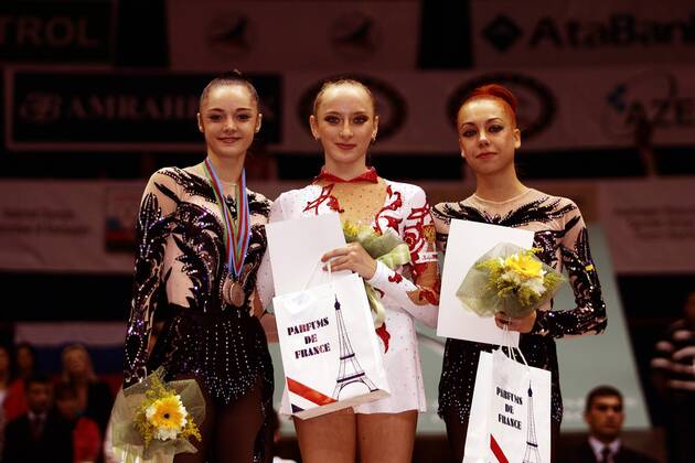 Siegerehrung Weltmeisterschaft 2005 in Baku, v.li.: Anna Bessonova ...