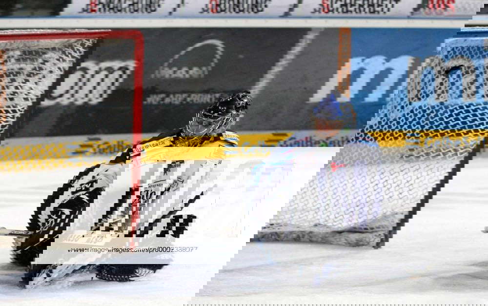 Torwart Mike Bales (Straubing) kassiert einen Treffer Eishockey DEL ...