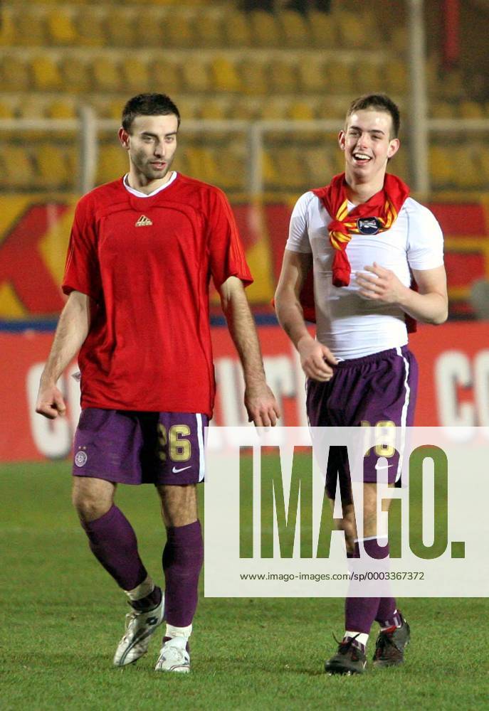 Yüksel Sariyar (li.) und Florian Metz (beide Austria Wien) gut gelaunt ...