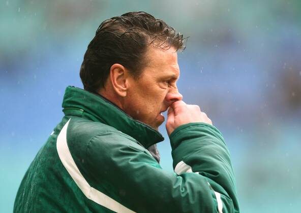 Trainer Dirk Heyne (Sachsen Leipzig) skeptisch Fußball Herren ...