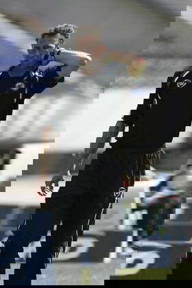 Trainer Dirk Heyne (Sachsen Leipzig) skeptisch Fußball Herren ...