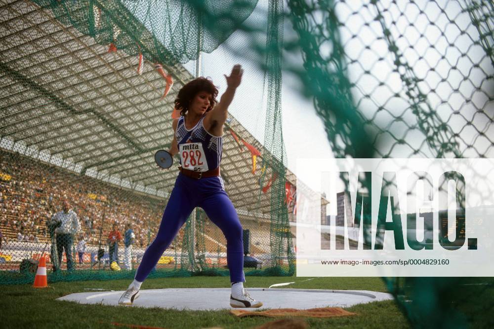 Martina Hellmann (DDR) Leichtathletik EM Damen Leichtathletik EM 1990, Diskuswurf, Einzelbild