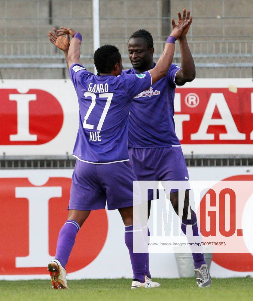 VfB Stuttgart II (weiß) - FC Erzgebirge Aue (lila), Tor für Aue. Jubel ...