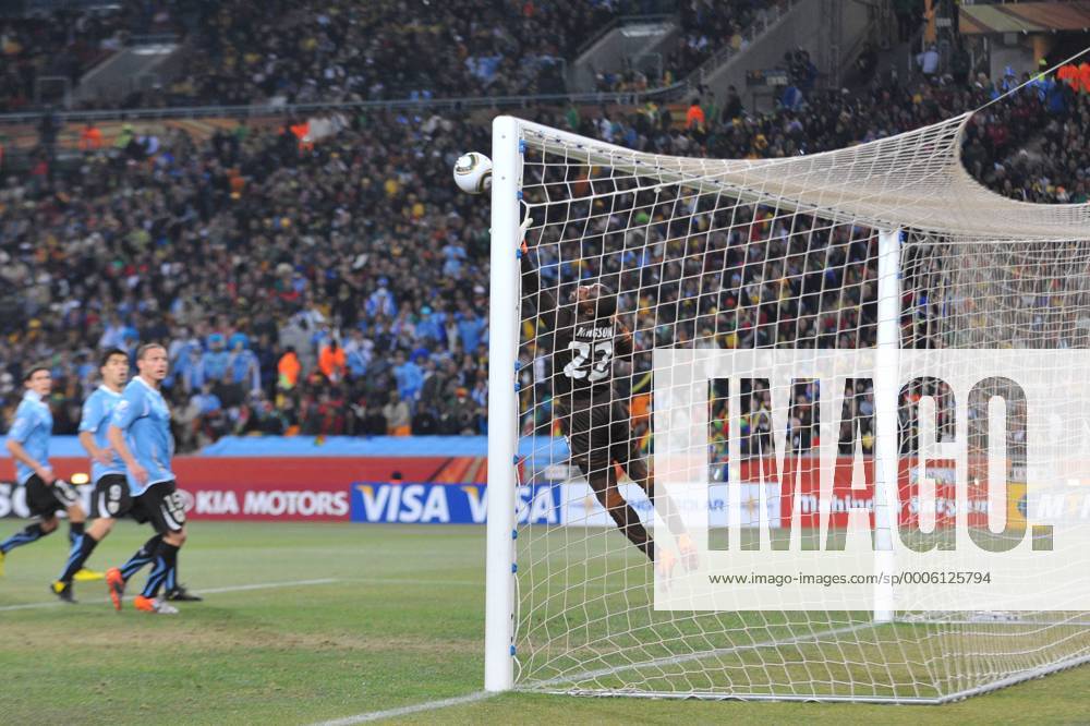 2 July 2010: Uruguay forward Diego Forlan scores a free kick past Ghana ...