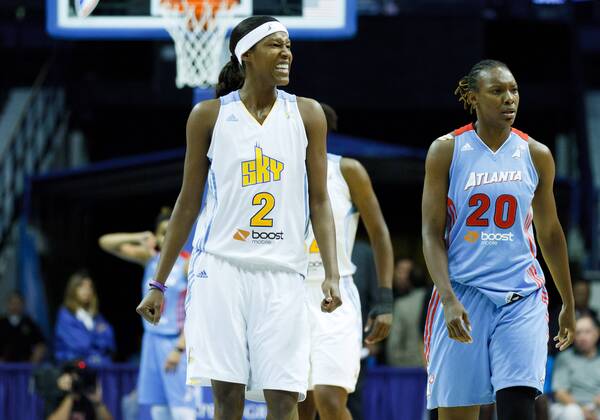 August 23 2011: Michelle Snow of the Chicago Sky reacts to a call ...