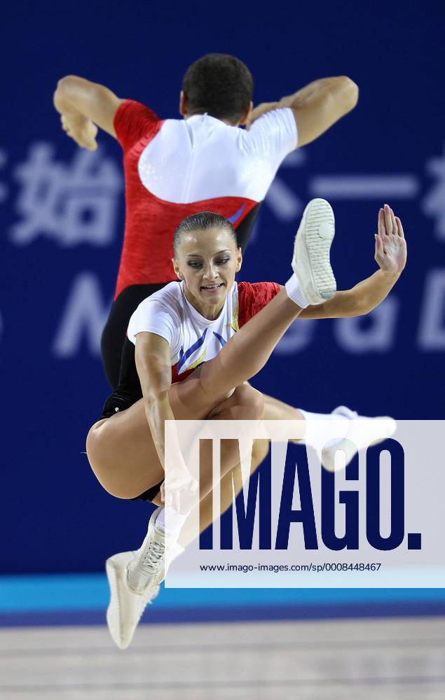 Andreea Bogati and Tudorel Valentin Mavrodineanu, ROM, during aerobic gymnastics mix pair