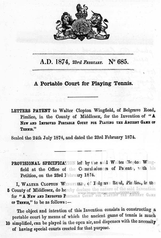 Major Walter Clopton Wingfield took out this patent for the game of ...