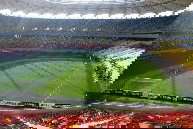 Bucharest National Arena stadium with capacity 55000 seats, day before ...