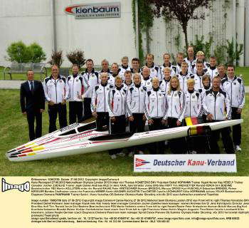 Kanu Rennsport 27.06.2012 Nationalteam Olympia London 2012 hinten vlnr ...