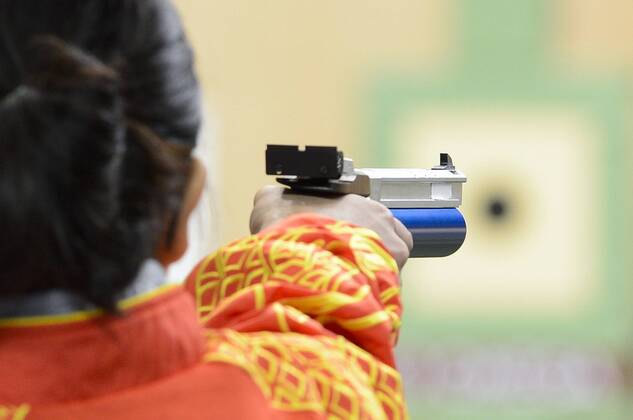 Guo Wenjun of China competes during the women s 10m Air Pistol Final in ...