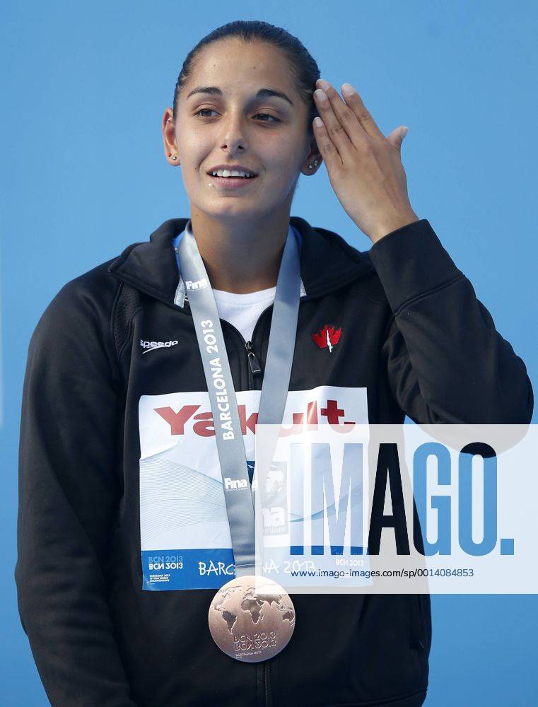 Canada s Pamela Ware reacts during the awarding ceremony for Women s 3m ...