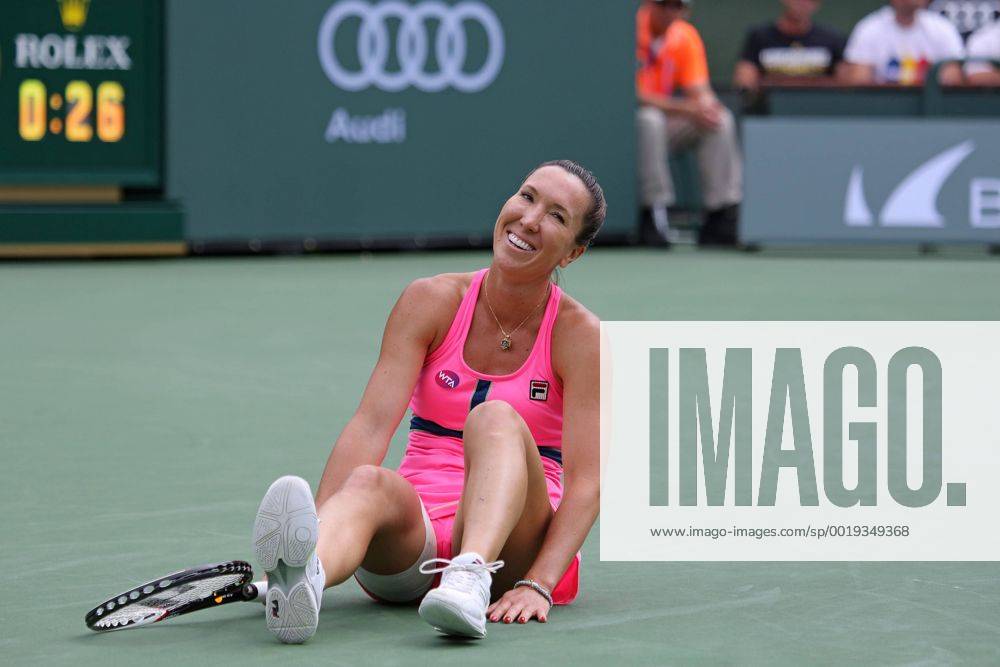 Jelena Jankovic of Serbia falls after hitting a shot during her women s ...