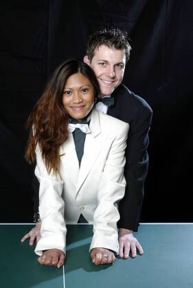 Timo Boll mit Ehefrau Rodelia