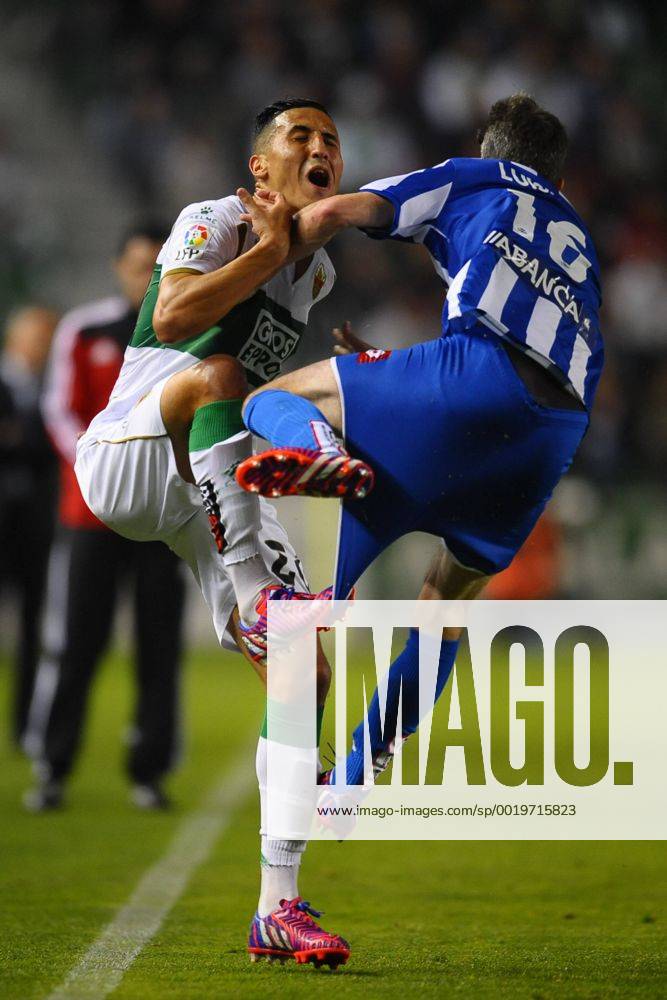 Faycal FAJR, Luisinho during the match between Elche CF against ...