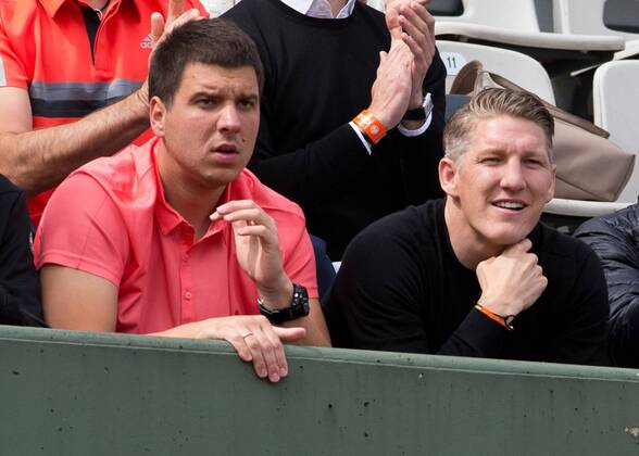 Team Ana Ivanovic (SRB) in der Spielerloge, L-R. Mats Merkel, Fitness ...