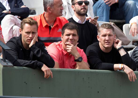 Team Ana Ivanovic (SRB) in der Spielerloge, L-R. Mats Merkel, Fitness ...