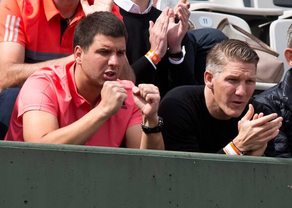 Team Ana Ivanovic (SRB) in der Spielerloge, L-R. Mats Merkel, Fitness ...