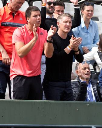 Team Ana Ivanovic (SRB) in der Spielerloge, L-R. Mats Merkel, Fitness ...