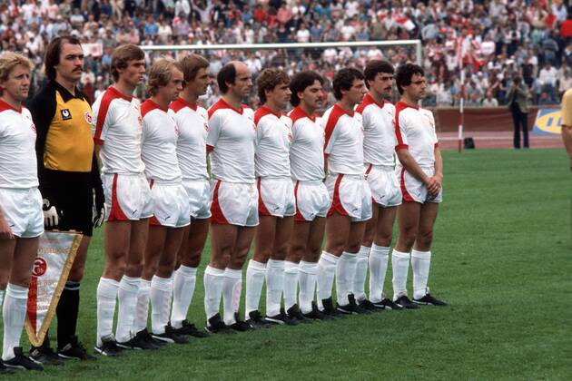 DFB Pokal Finale 1979, Mannschaftsvorstellung Fortuna Düsseldorf, v.li ...