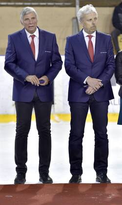 Li. Praesident Marc Furrer, SIHF, re. Liga Direktor Ueli Schwarz, HC ...