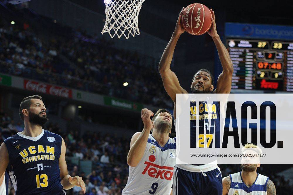 MADRID, SPAIN: Sadiel Rojas, 27 forward of UCAM Murcia in action during ...