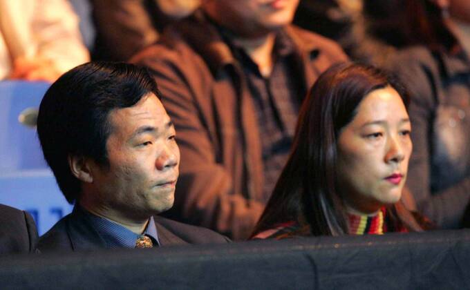 BEIJING, CHINA - APRIL 03: Ding Junhui s father Ding Wenjun and mother ...