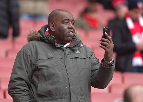 Robbie Lyle founder and presenter of Arsenal Fan TV during the Premier ...