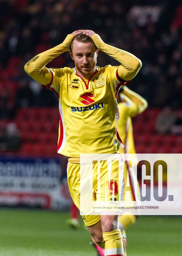 Dean Bowditch of Milton Keynes Dons rues a missed chance during the Sky ...