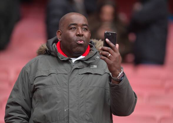 Robbie Lyle founder and presenter of Arsenal Fan TV during the Premier ...