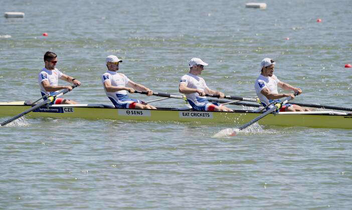 From left Czech Jan Hajek, Jan Vetesnik, Jiri Kopac, Milan Viktora won ...