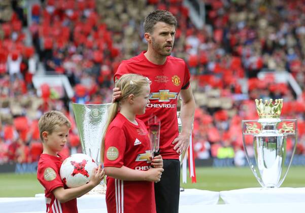 Michael Carrick next to his children Jacey and Louise before his ...