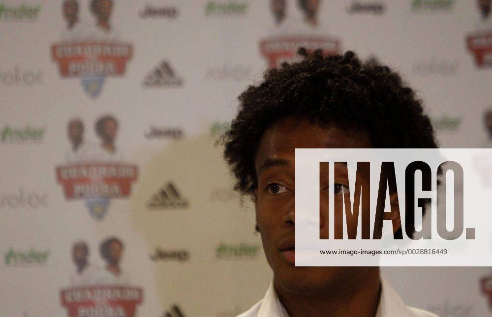 Colombian soccer player Juan Guillermo Cuadrado delivers a press ...