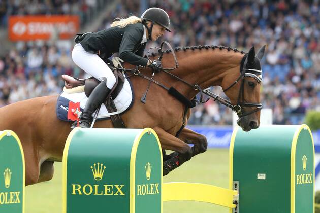 0 Runde erster Umlauf: Laura Klaphake mit Ihrem Pferd Catch me if you ...