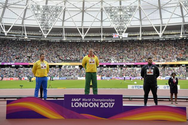 Sveriges Daniel Stahl, Litauens Andrius Gudzius och USAs Mason Finley ...