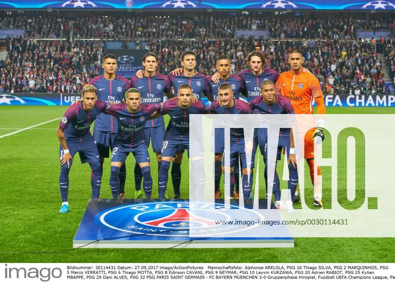 Mannschaftsfoto: Alphonse ARELOLA, PSG 16 Thiago SILVA, PSG 2 MARQUINHOS, PSG 5 Marco VERRATTI, PSG